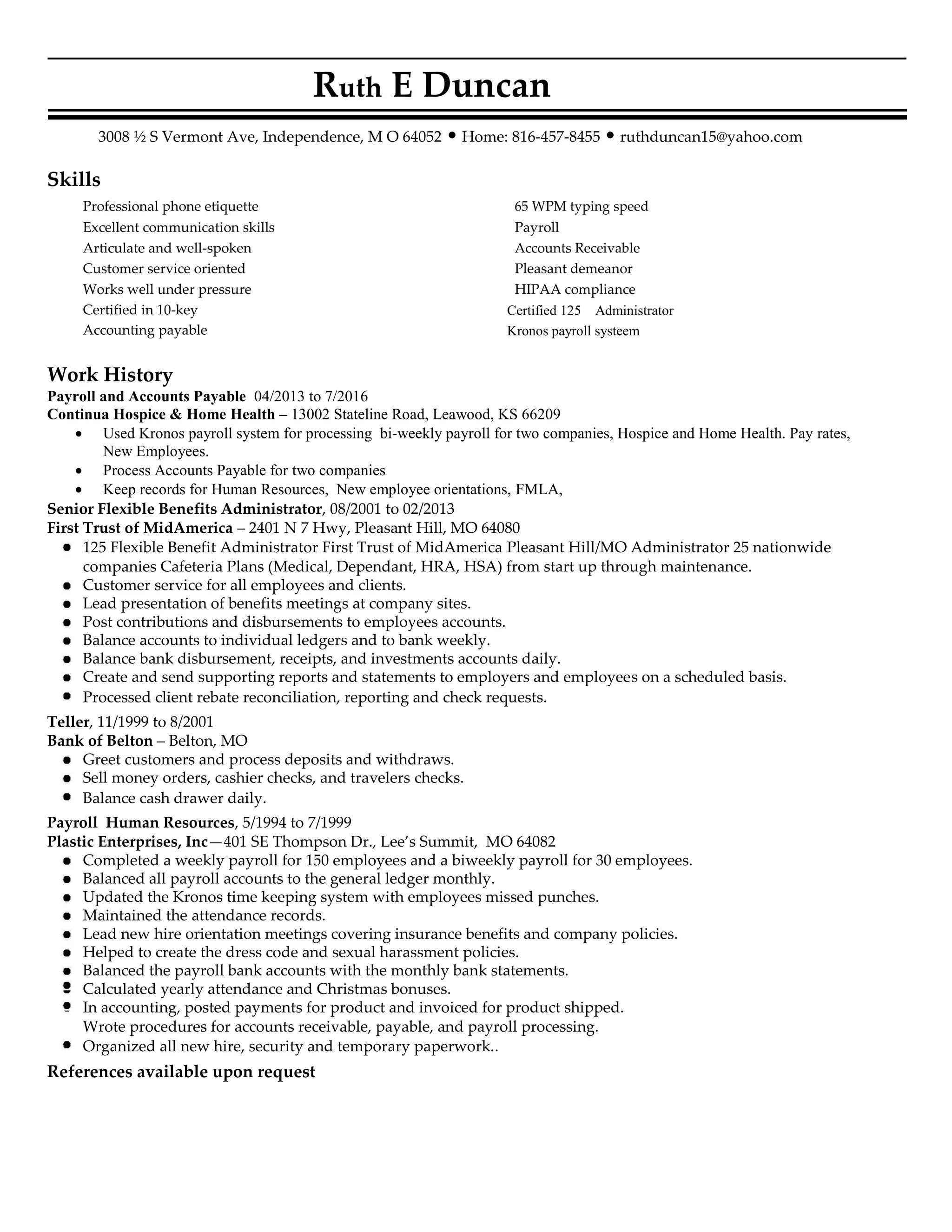 Ruth E Duncan resume 16 | PDF