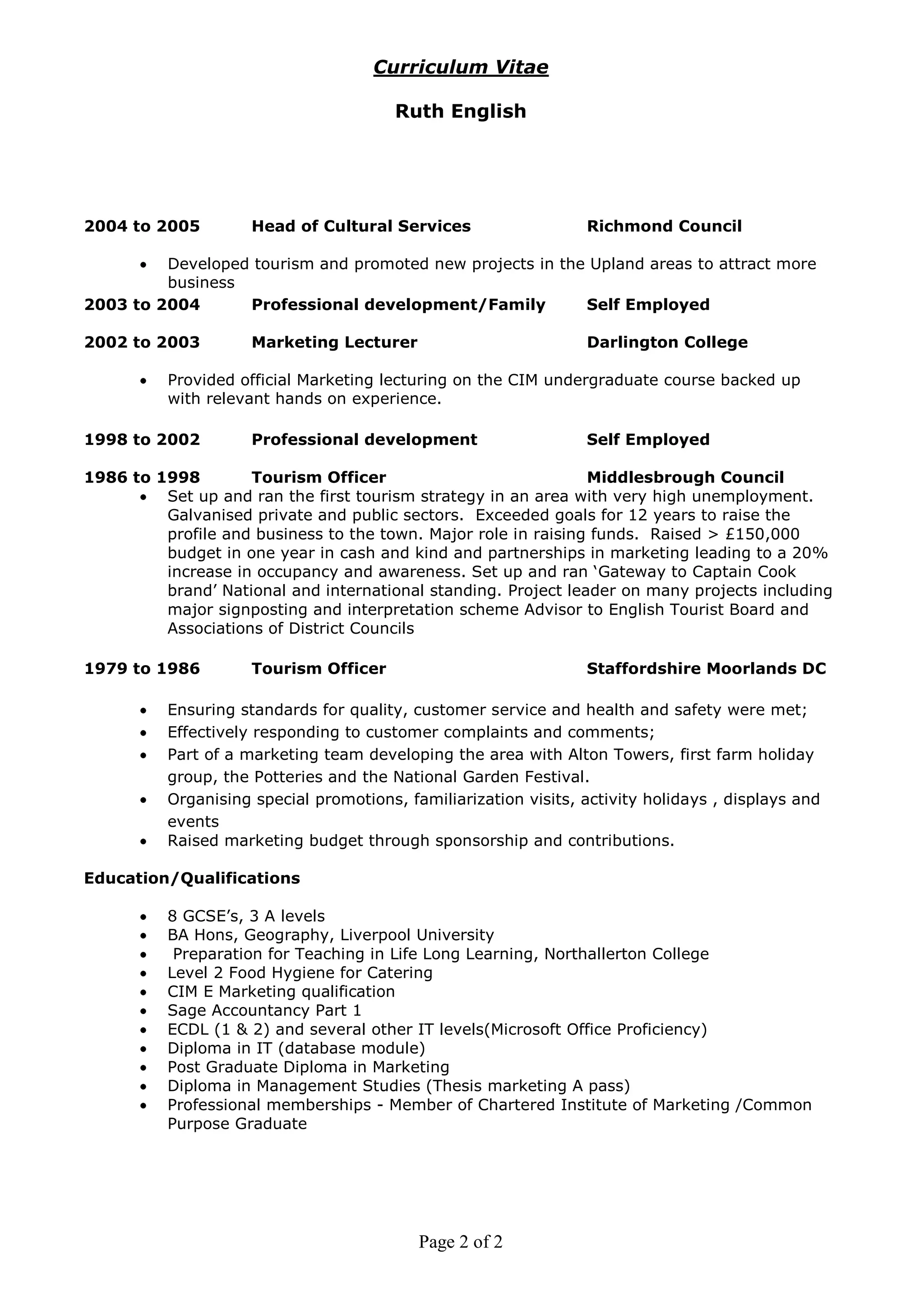Ruth English Original Cv[1]May | DOCX
