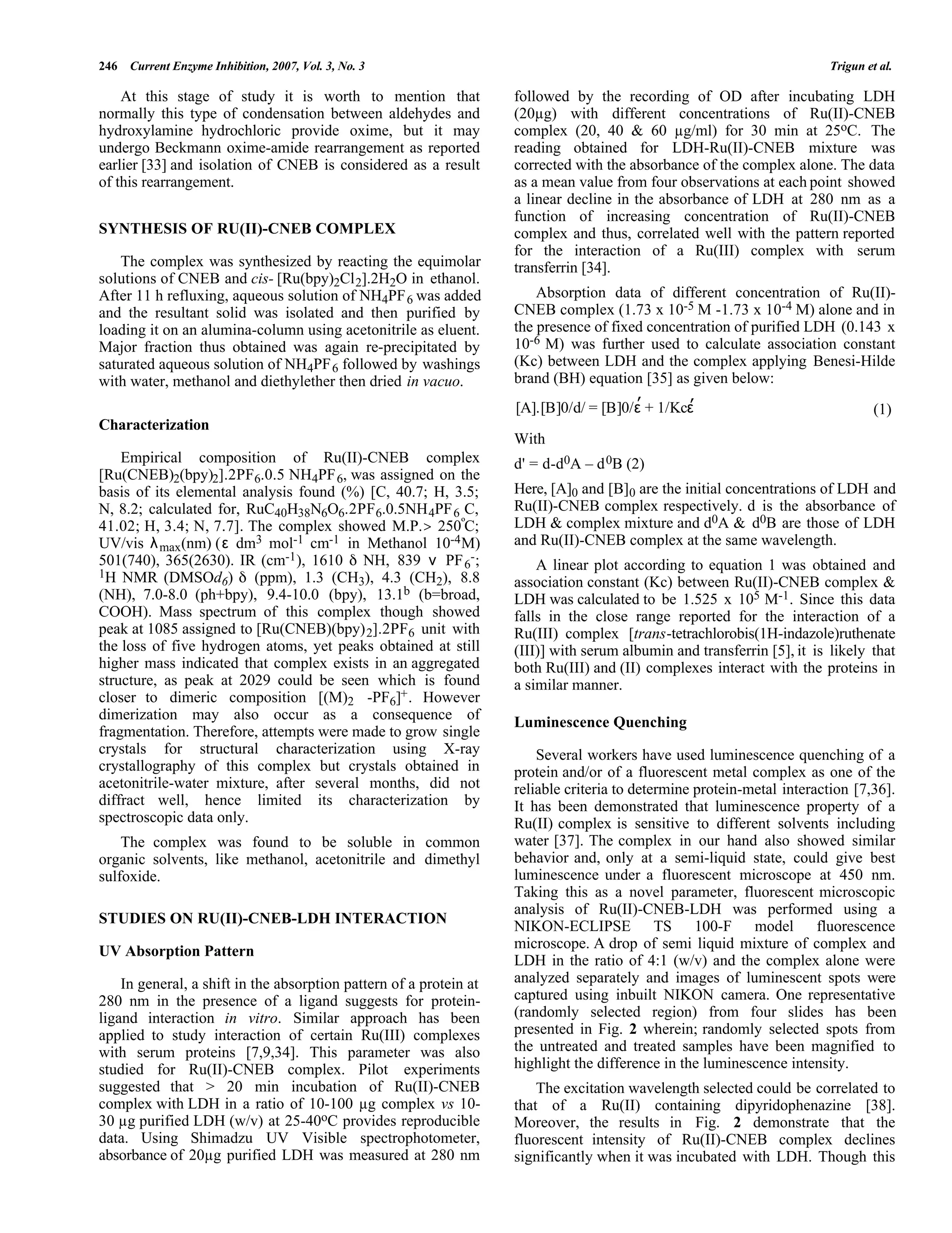Ruthenium complex as enzyme modulator | PDF