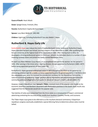 Rutherford B. Hayes, 19th president of the United States of America ...