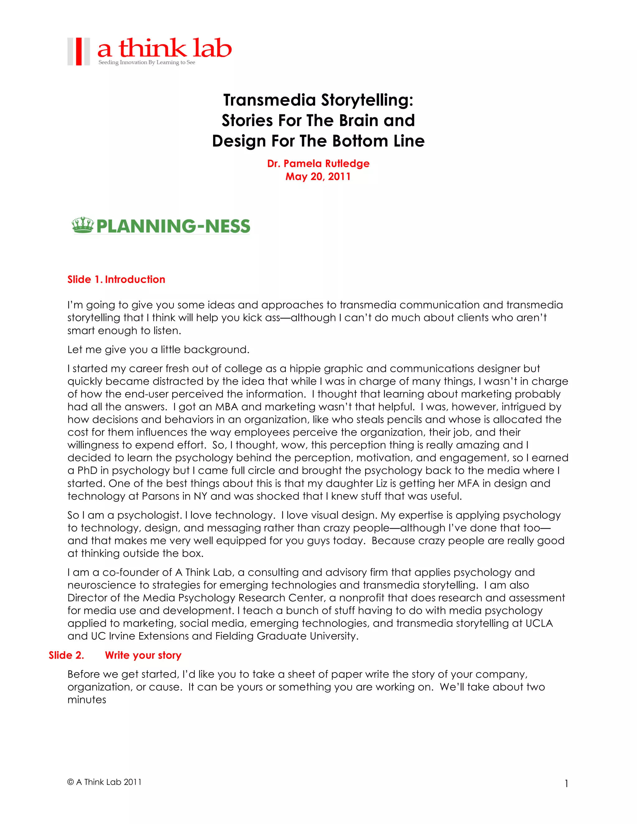 Pamela Rutledge: Planning-ness 2011 | PDF