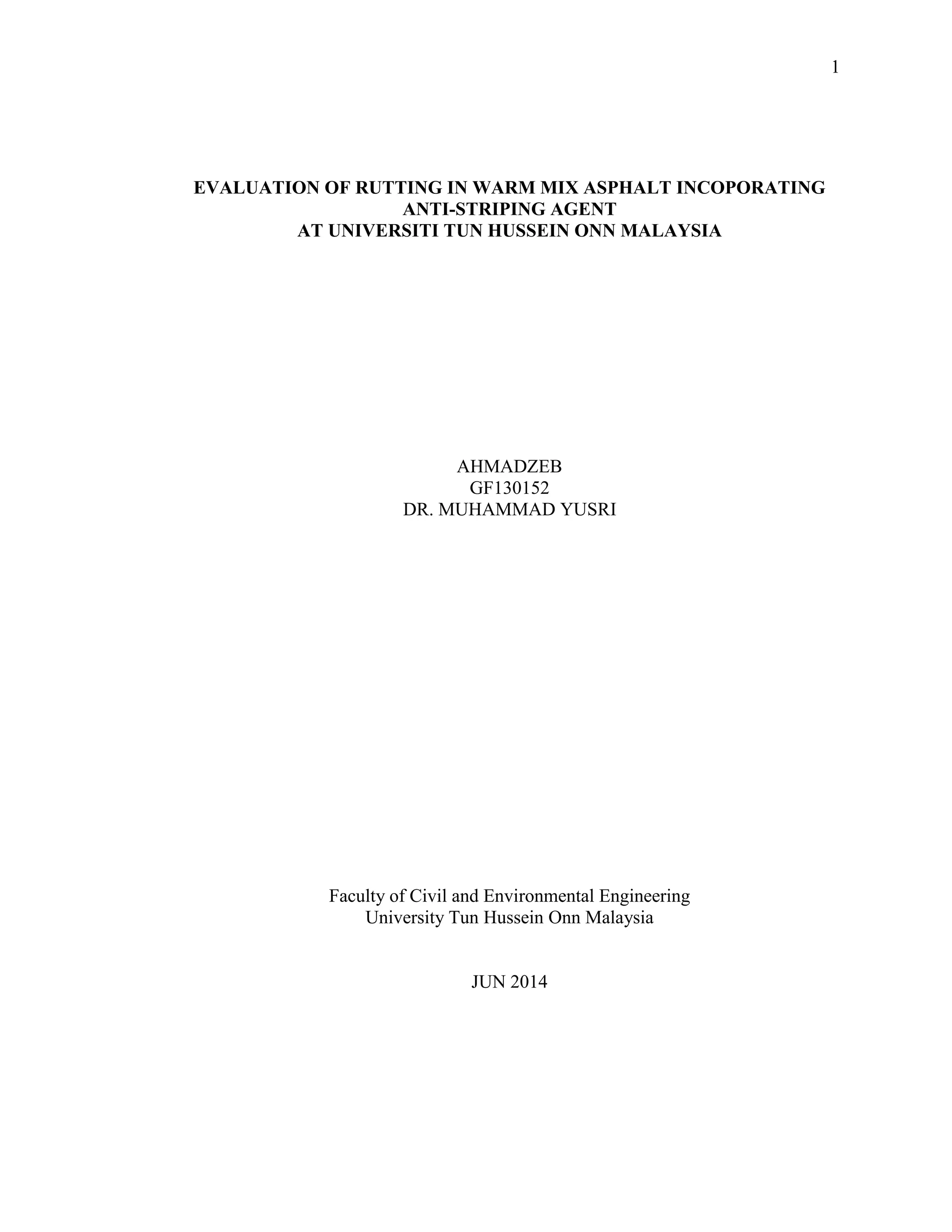 Rutting resistance in warm mix asphalt | DOCX | Chemistry | Science