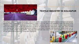 Economy development of textile industry in kolhapur | PPTX