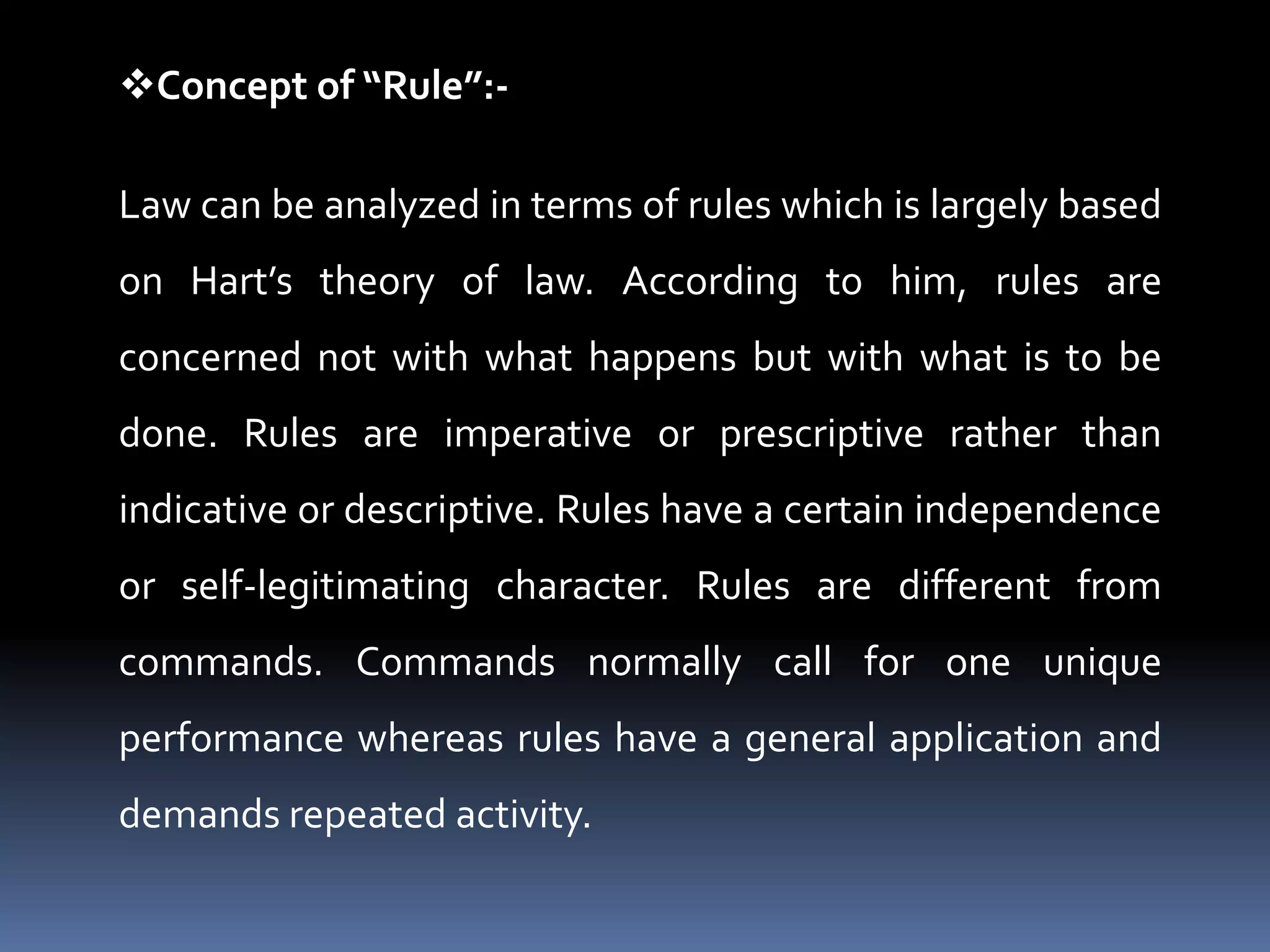Concept and significance of primary and secondary rules of HLA Hart | PPTX