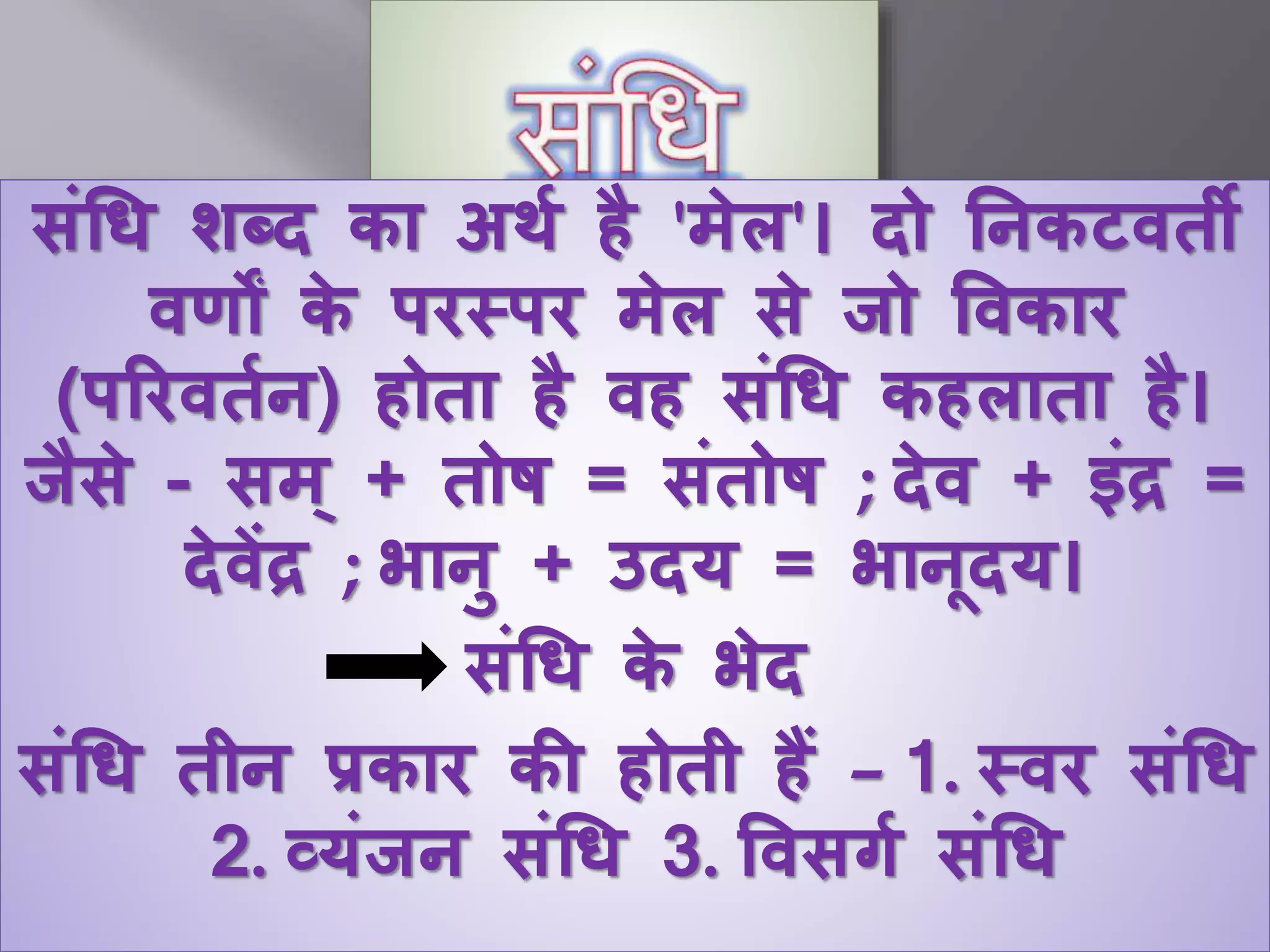 Sandhi and its types PPT in Hindi | PPTX