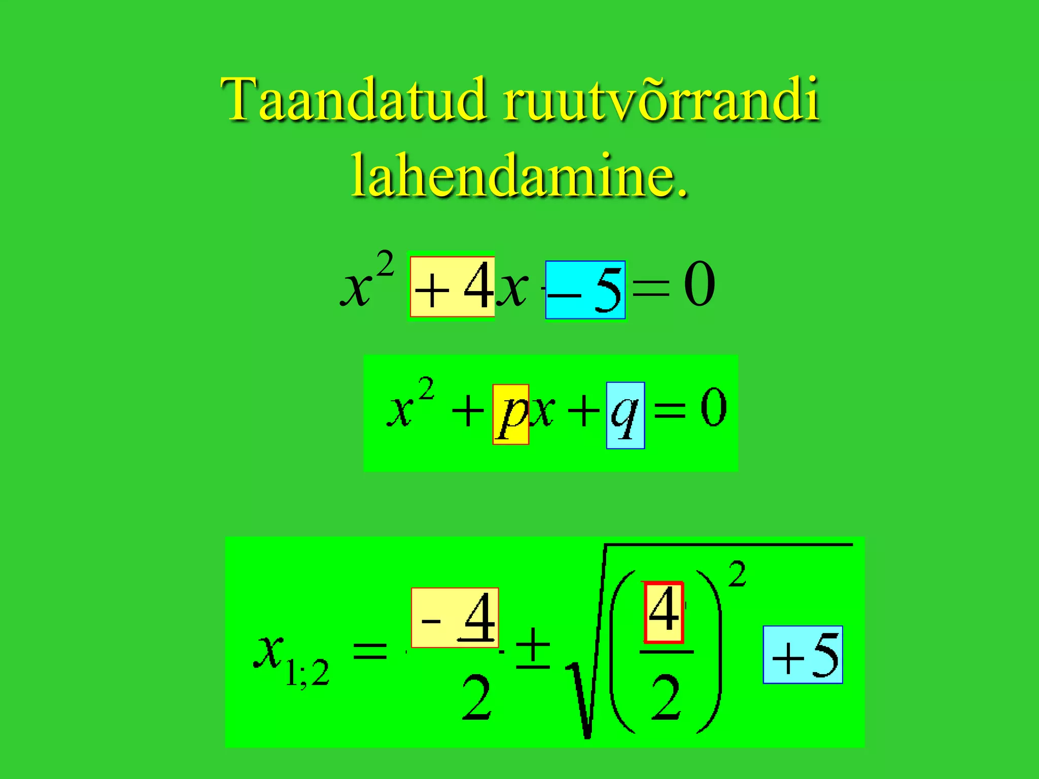 Ruutvõrrandite lahendamine | PPTX