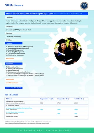 Nibm prospectus M B A | PDF
