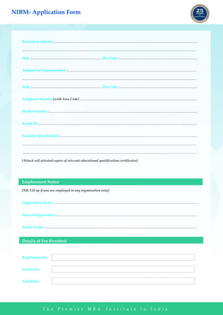 Nibm prospectus M B A | PDF