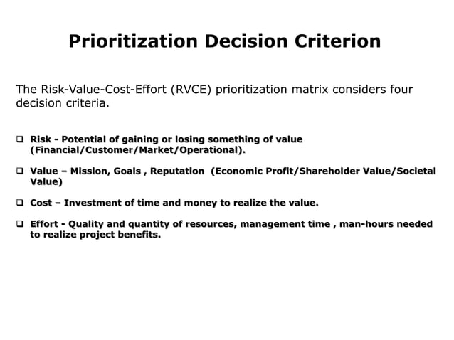 RVCE Prioritization Matrix | PDF