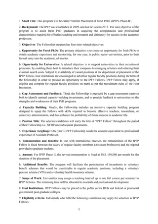 Rvised IPFP Policy 2023 for IPFP fellows batch IV onwards | PDF