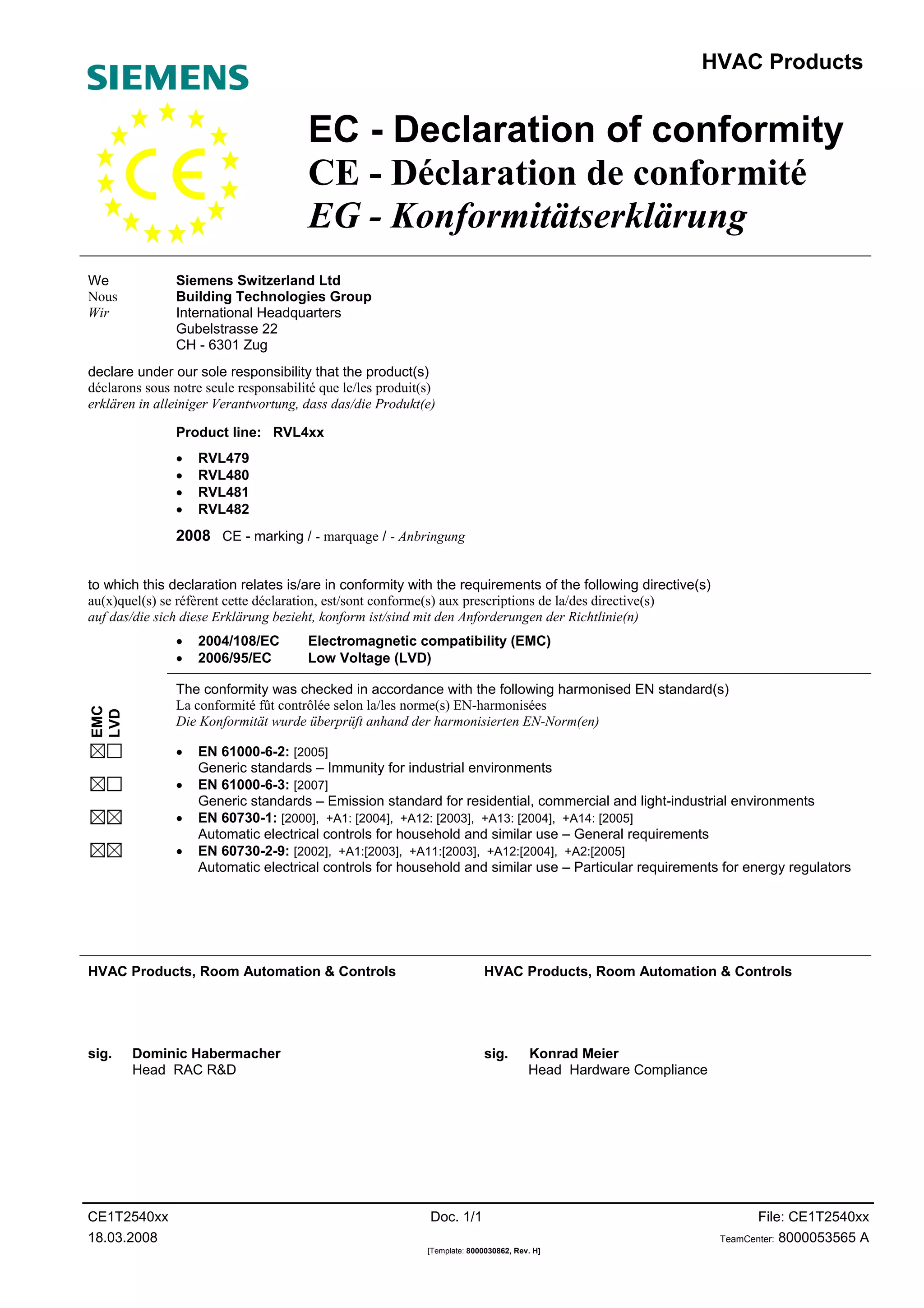 Rvl480 declaration de_conformite_de_en_fr | PDF