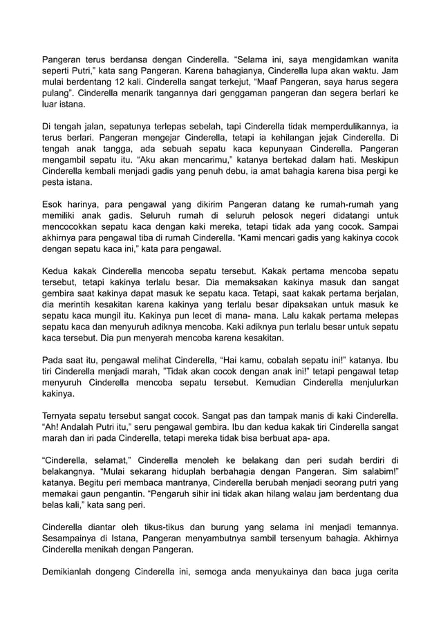 Dongeng kisah cinderella | PDF
