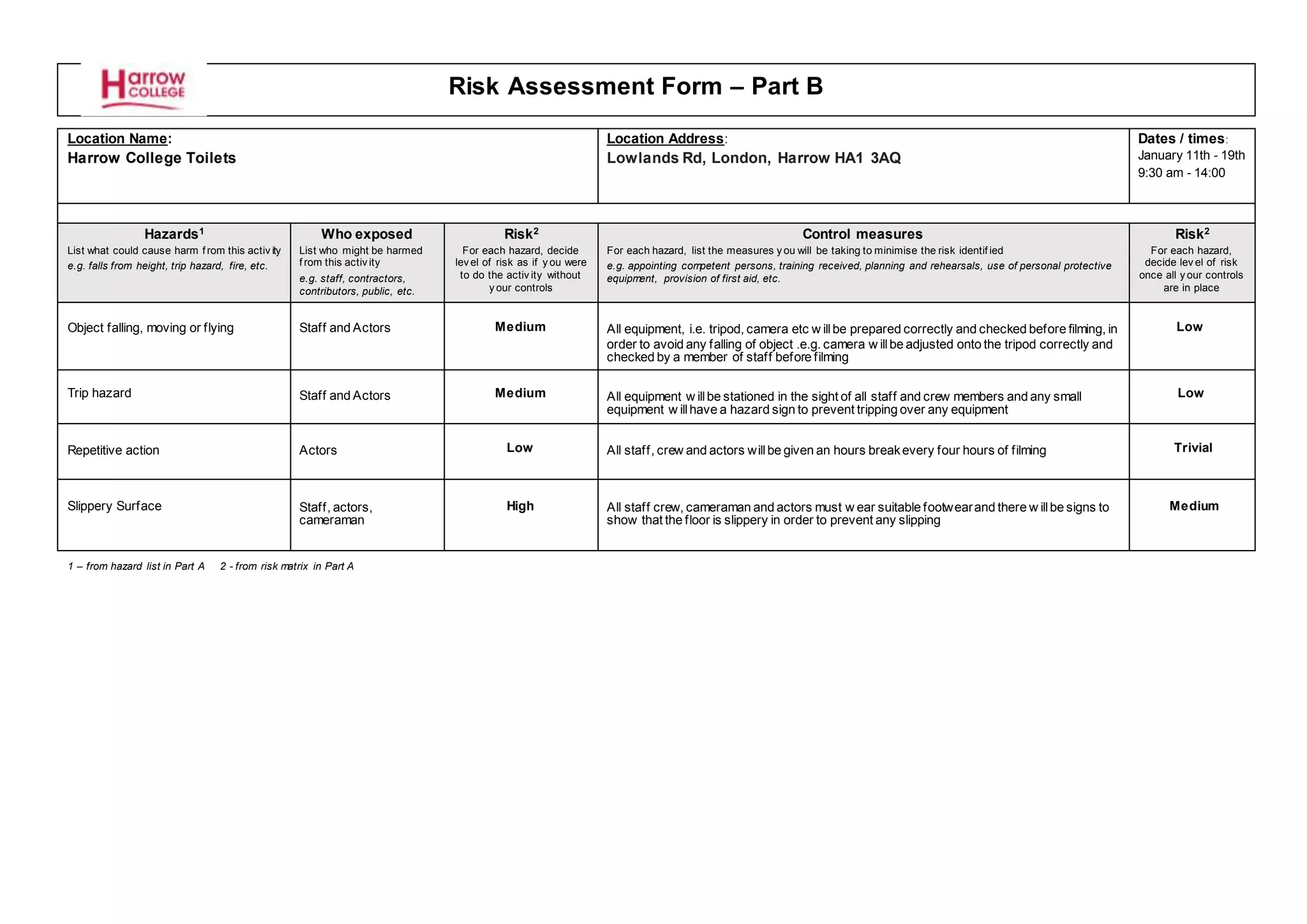 Toilets copy of risk assessment | DOCX | First Aid | Injuries