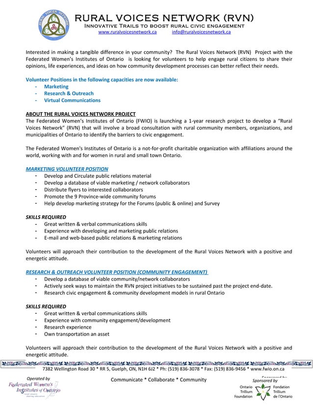 RVN VOLUNTEER POSITIONS | DOC