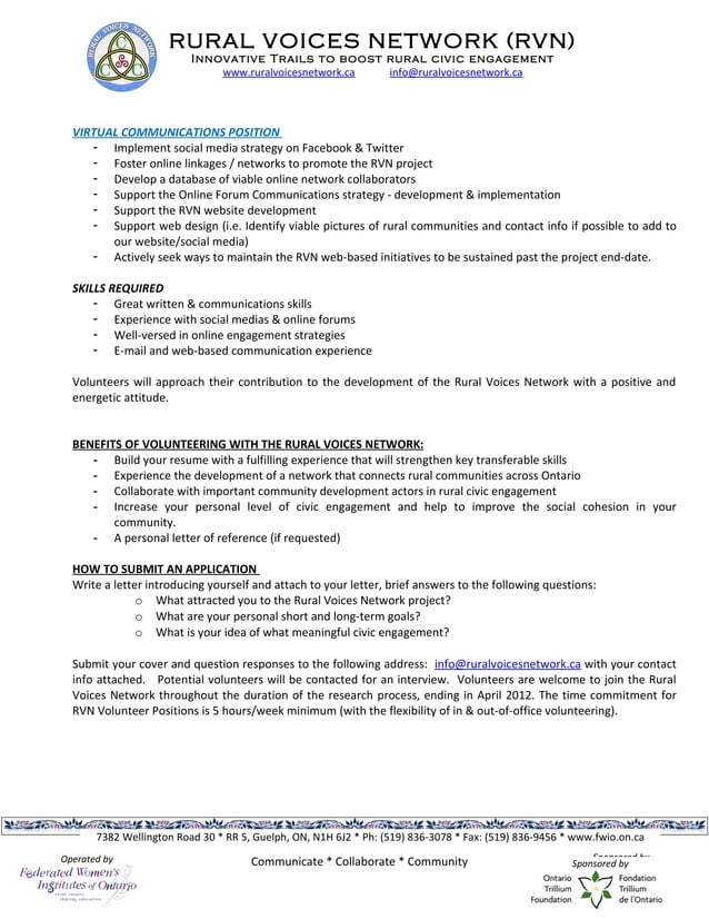 RVN VOLUNTEER POSITIONS | DOC