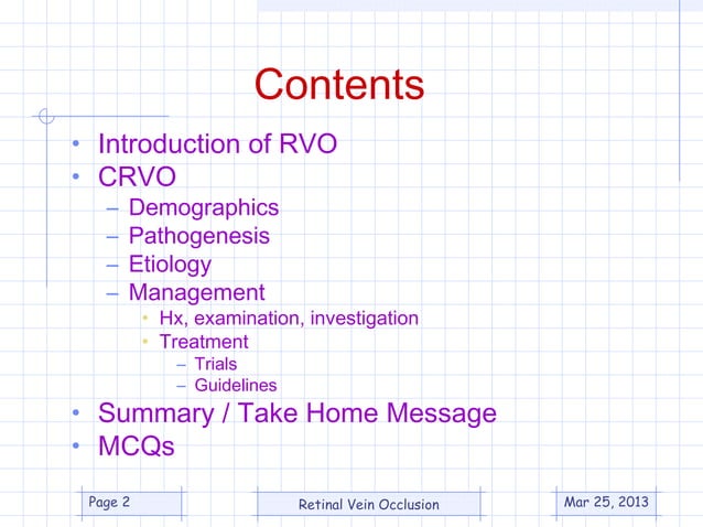 Central Retinal Vein Occlsion (CRVO) | PPT | Eye and Vision Conditions ...