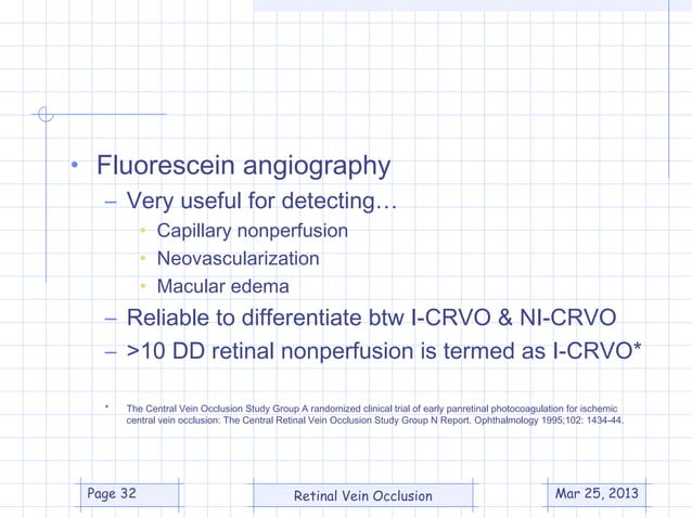 Central Retinal Vein Occlsion (CRVO) | PPT | Eye and Vision Conditions ...