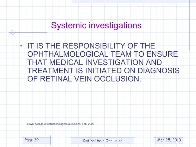 Central Retinal Vein Occlsion (CRVO) | PPT | Eye and Vision Conditions ...