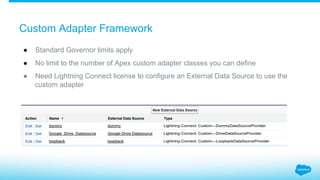 Lightning Connect Custom Adapters: Connecting Anything with Salesforce | PPT