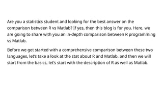 R vs Matlab: Which One Is More Powerful? | PPT