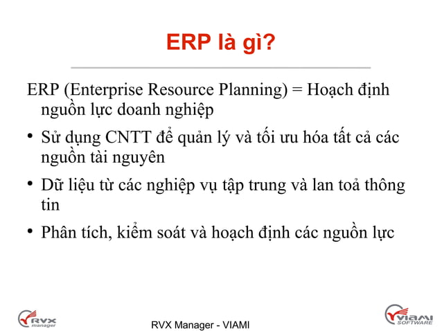 Phần mềm quản lý ERP & RVX cho doanh nghiệp | PPT