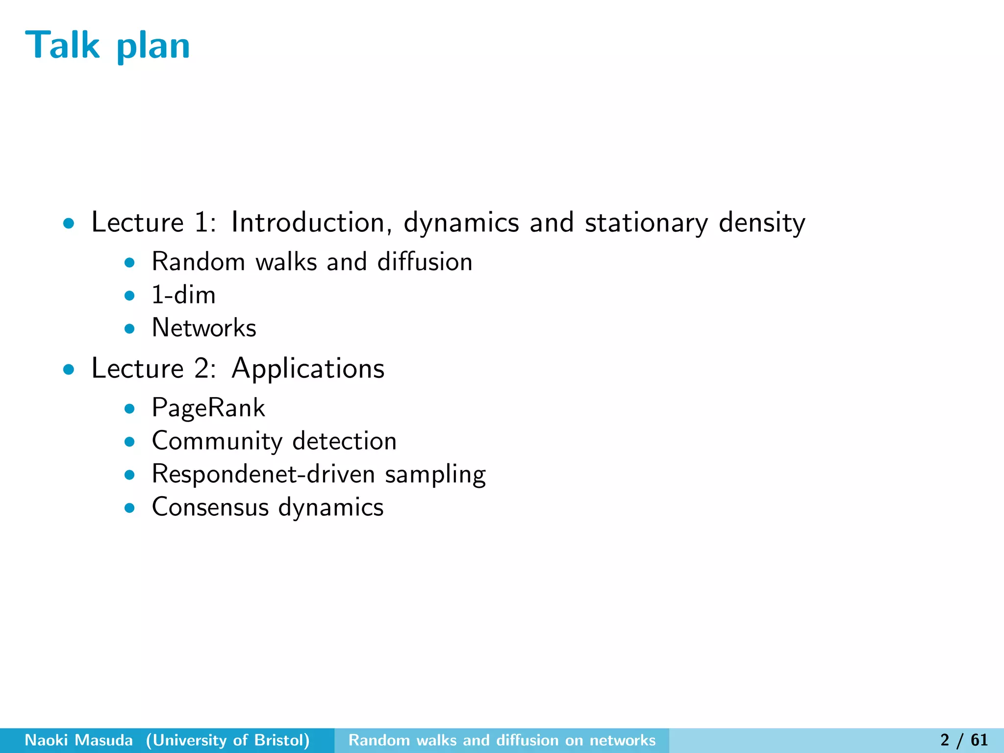 Random walks and diffusion on networks | PPT