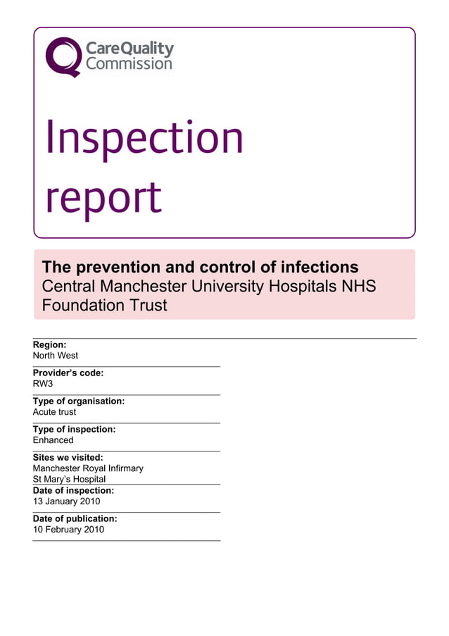 Rw3 central manchester_univ_hosps_nhs_ft_hcai_inspection_report ...
