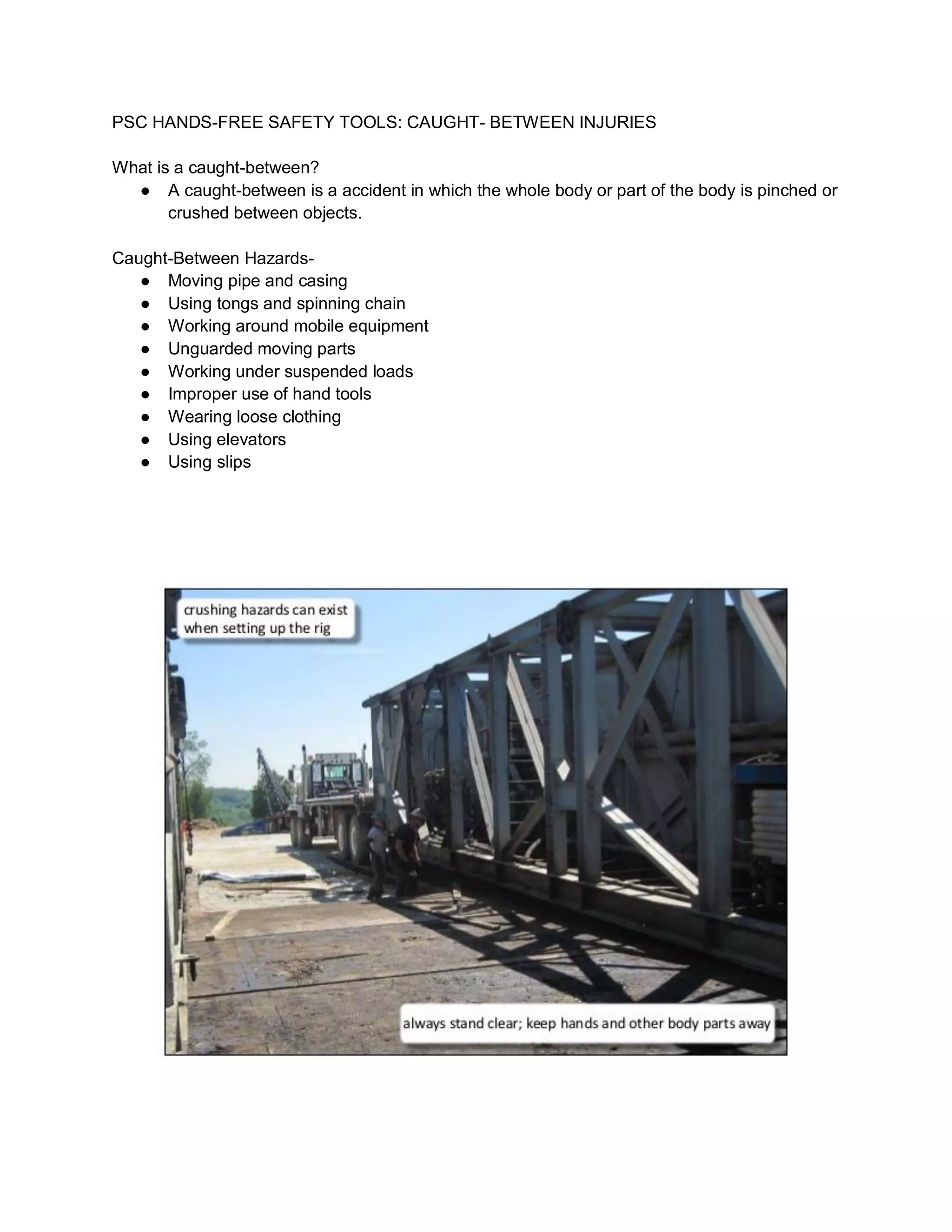 PSC Hands Free Safety Tools: Caught- Between Injuries | PDF