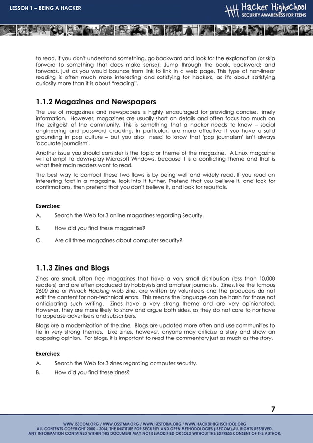 Hacker High School-Book 01- being_a_hacker | PDF