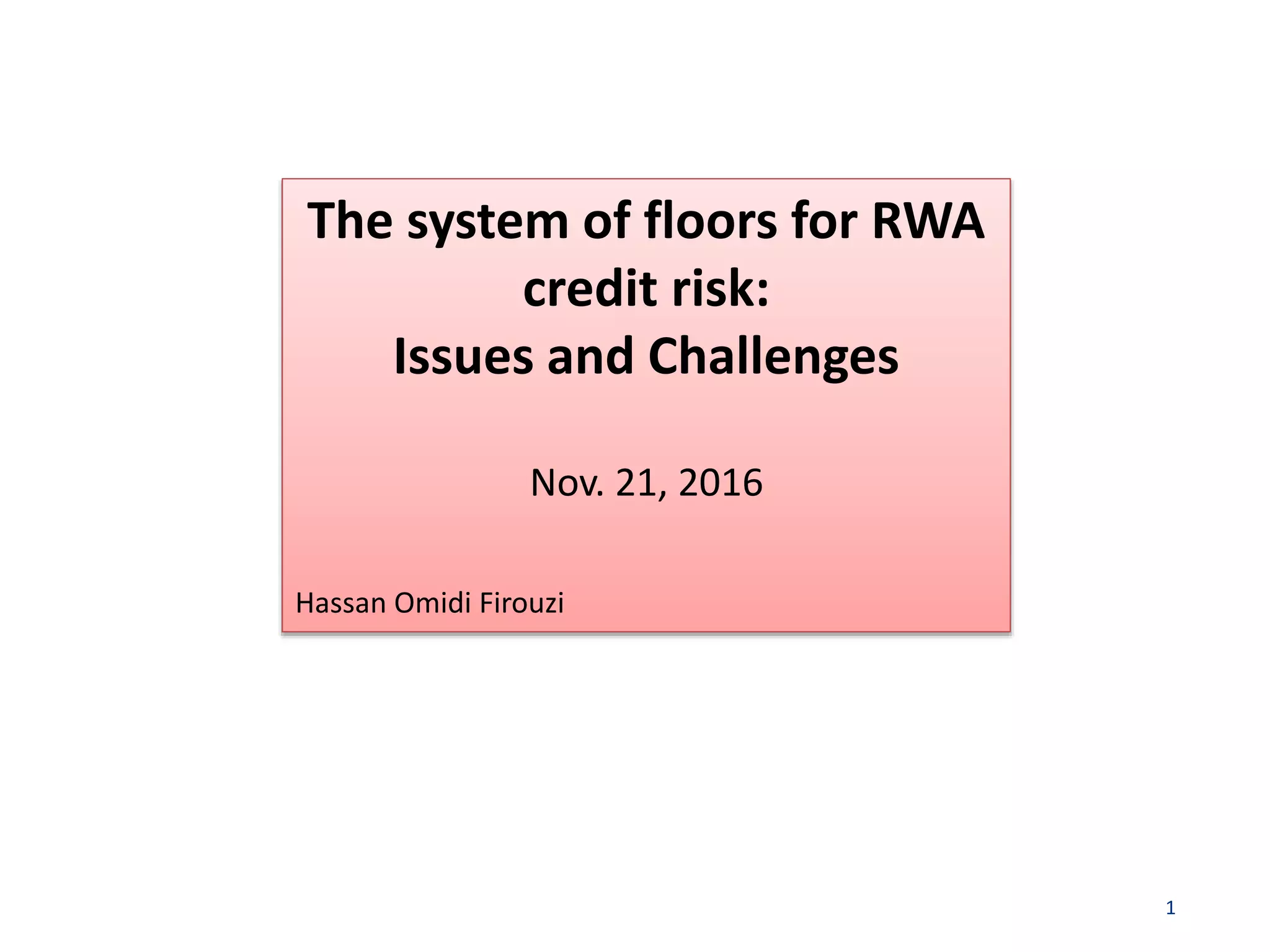 RWA Credit Risk Floors | PPTX | Stocks and Bonds | Personal Investing