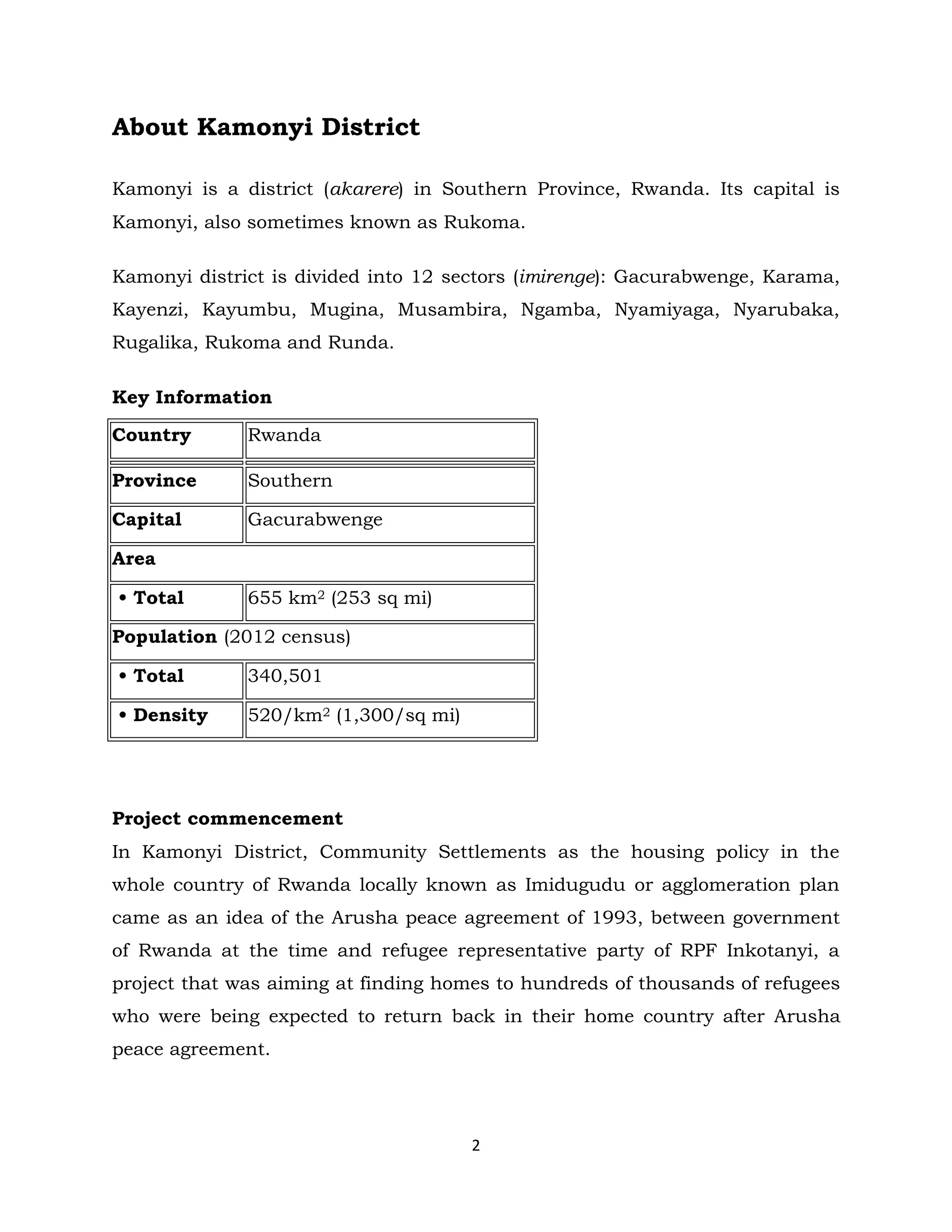 Rwanda community settlements kamonyi | PDF