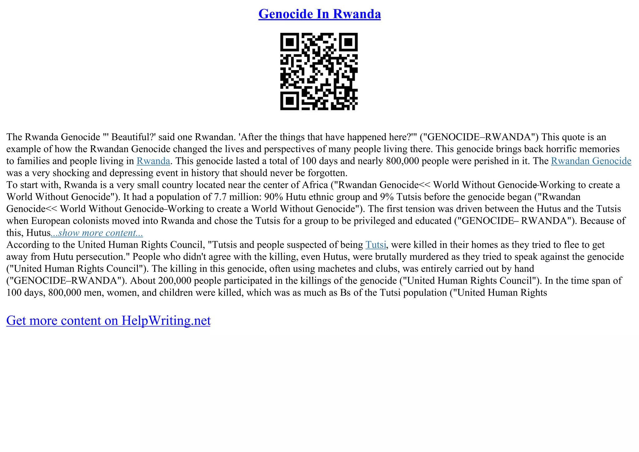 Rwanda Genocide Research Paper | PPT