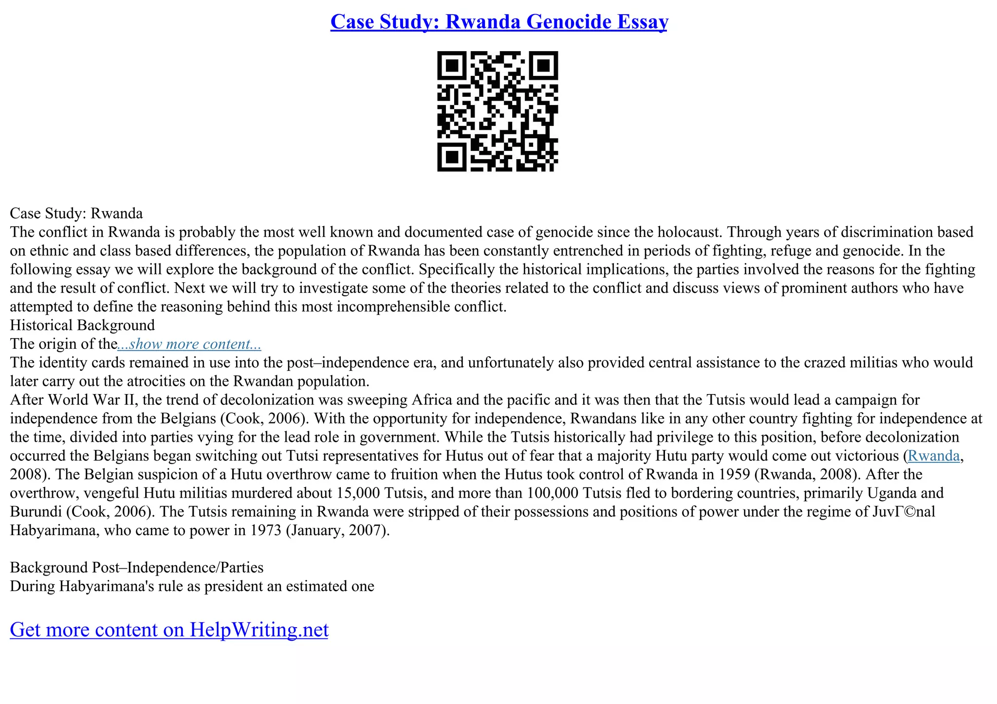 Rwanda Genocide Research Paper | PPT