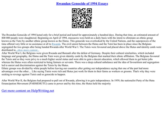 Rwanda Genocide Research Paper | PPT
