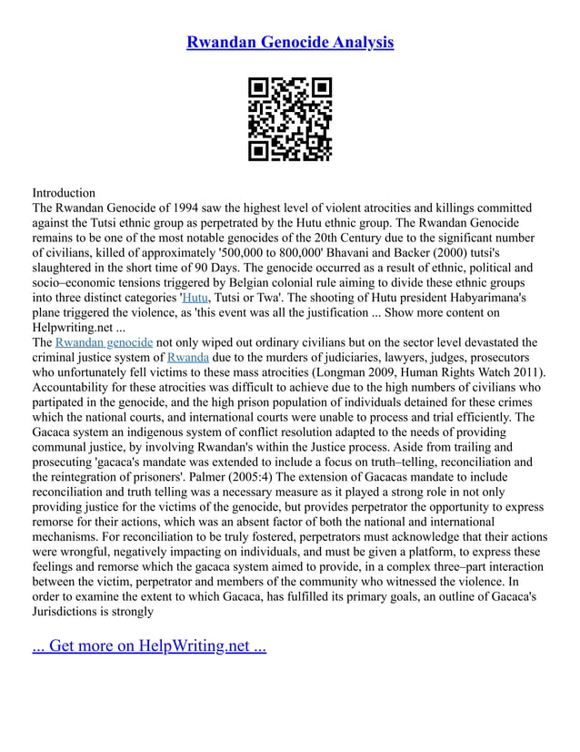 Rwandan Genocide Analysis | PDF