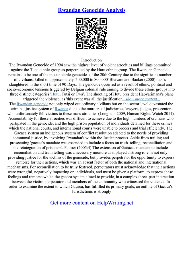 Rwandan Genocide Essay | PDF