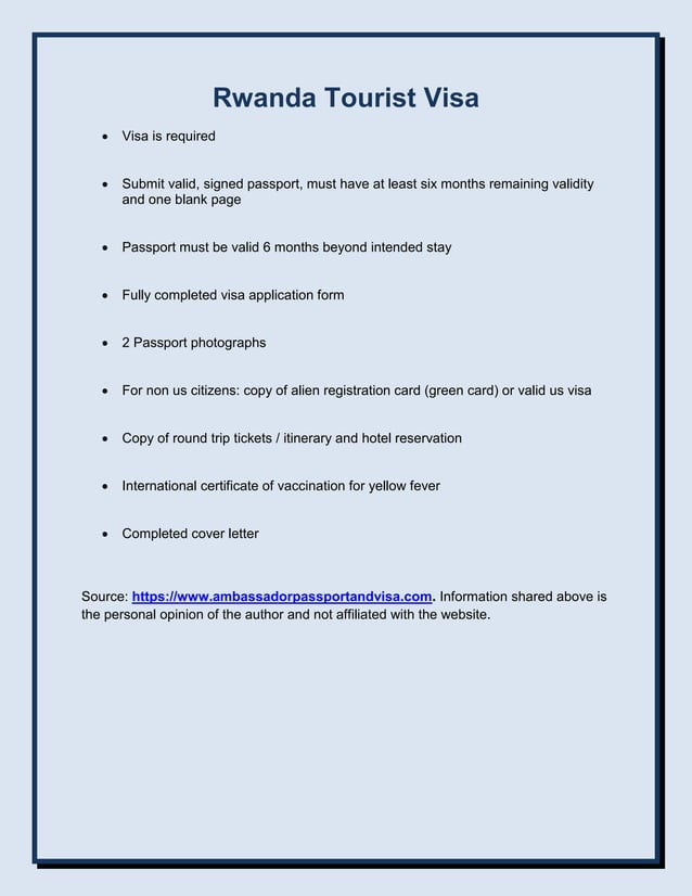 Rwanda Tourist Visa | PDF