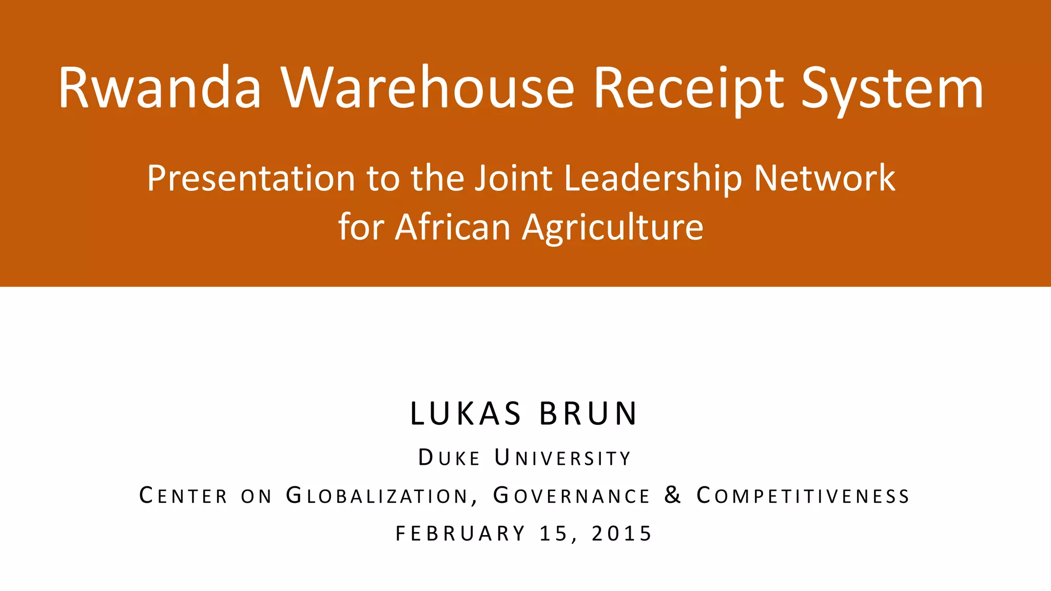 Rwanda Warehouse Receipt System | PDF