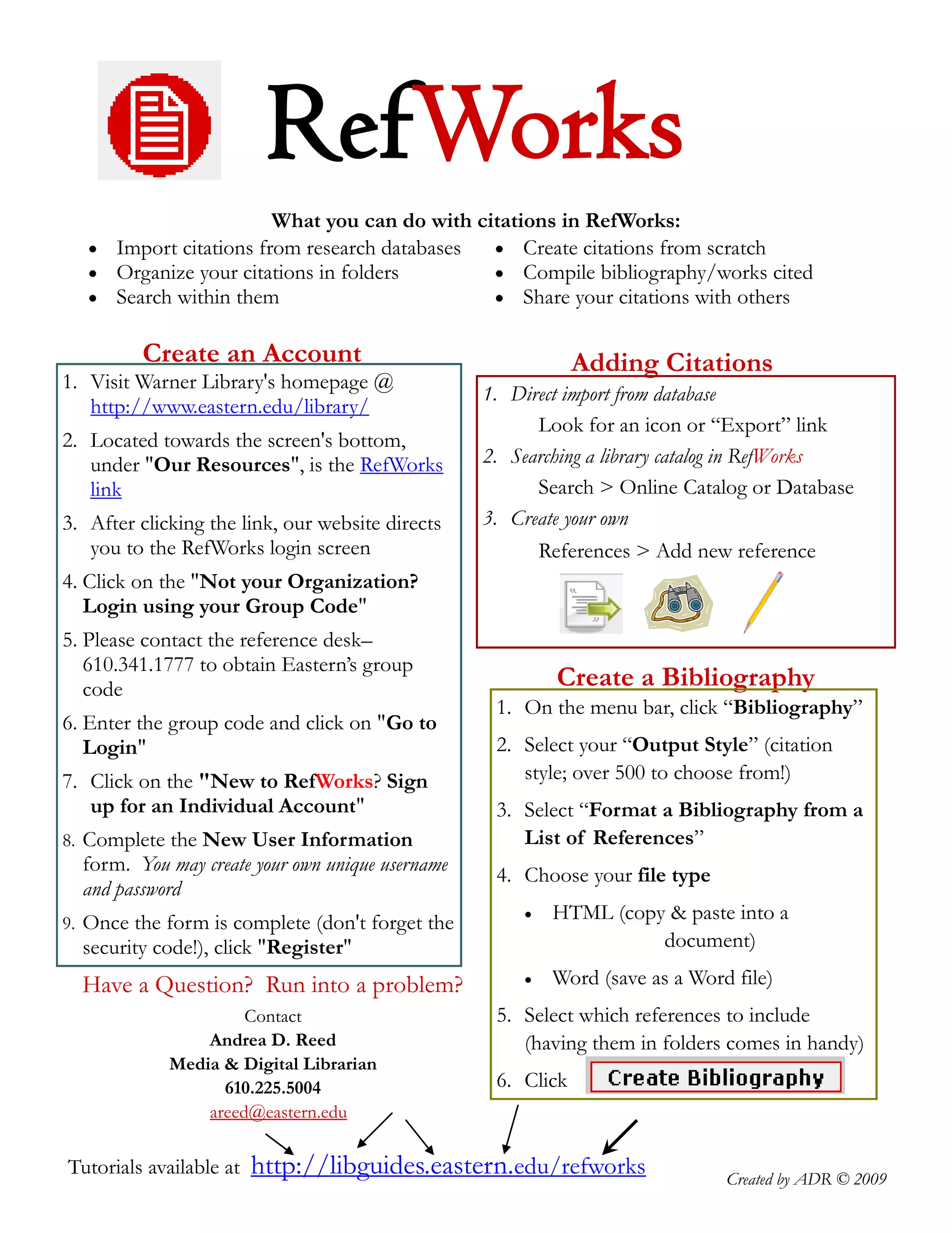 Handout #2: Creating a RefWorks Account Handout 2 | PDF