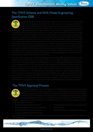 TMV3 Thermostatic Mixing Valves - Reliance Water Controls Brochure | PDF