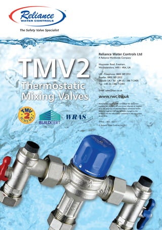 RWC, Reliance Water Controls - Thermostatic Mixing Valves Heatguard BF2 ...