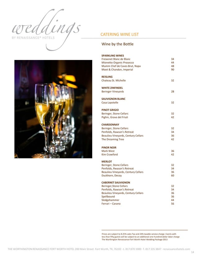 Renaissance Fort Worth Catering Menu 2014 | PDF