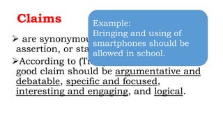 Reading and Writing LESSON 3:CLAIMS.pptx