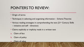 R&W pointers for examination and test to | PPTX