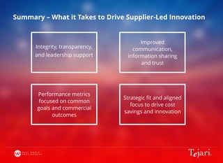 Leveraging Supplier Innovation | PDF