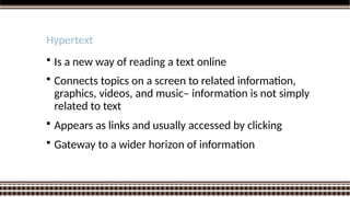 READING AND WRITING INTERTEX AND HYPERTE | PPTX