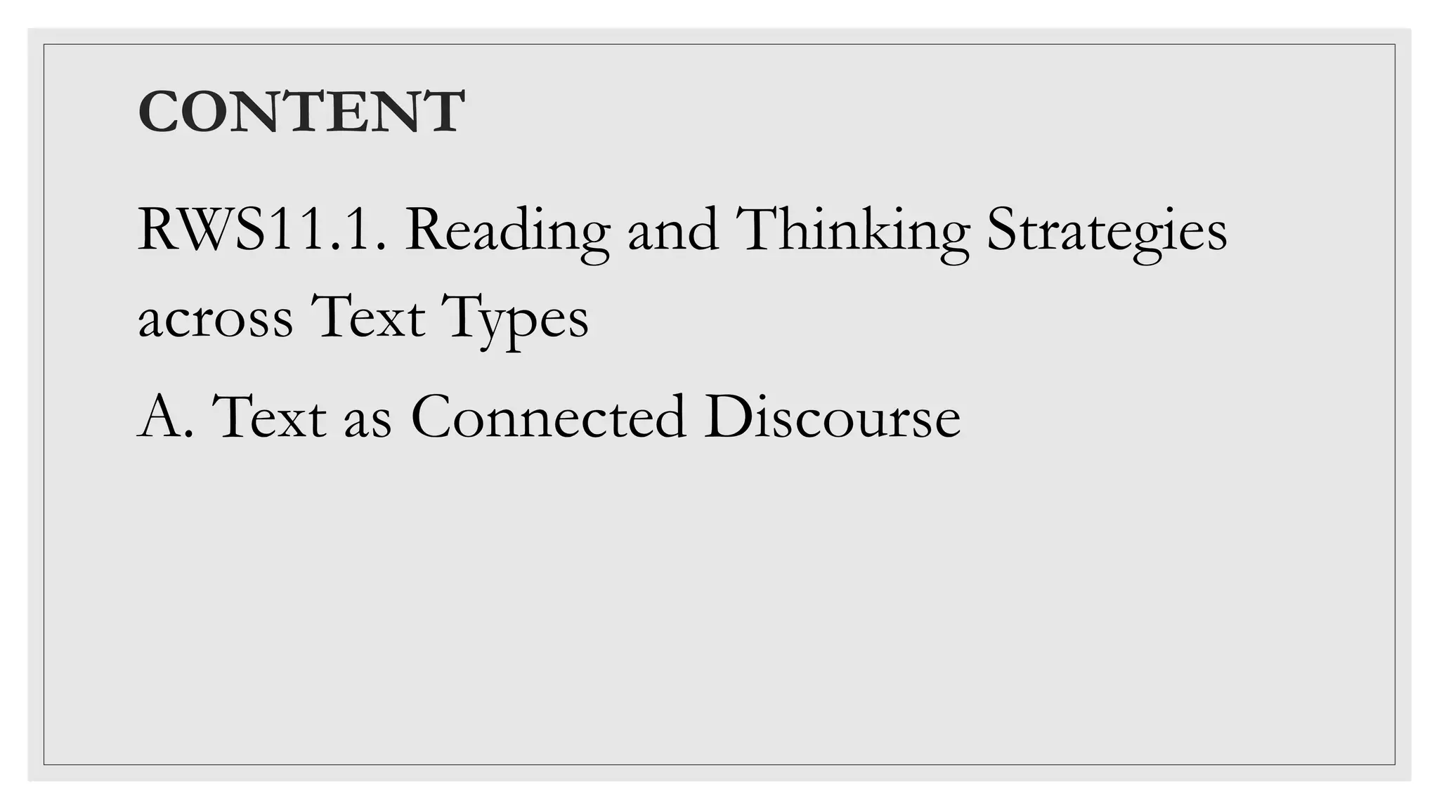 Reading and Writing Skills - Curriculum Guide | PPTX