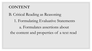 Reading and Writing Skills - Curriculum Guide | PPTX