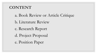 Reading and Writing Skills - Curriculum Guide | PPTX