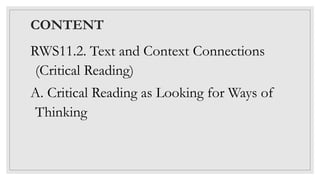 Reading and Writing Skills - Curriculum Guide | PPTX